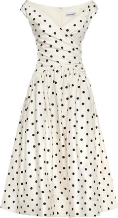 Self Portrait Femme, Robes, Blanc, Taille: 38 FR Robe Midi en Coton &agrave; Pois