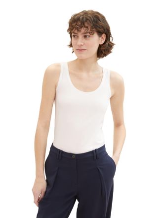Tom Tailor Damen Basic Top, 10315 - Whisper White, XL