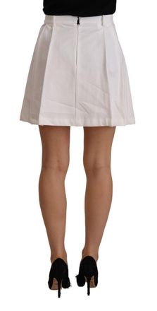 Ermanno Scervino Womens White High Waist A-Line Mini Cotton Skirt Elastane