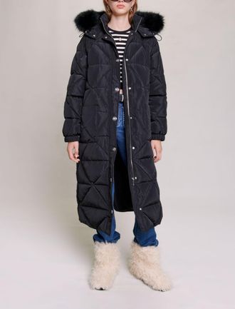 Maje Lange Steppjacke - Schwarz - Gr&ouml;&szlig;e 32 - Maje