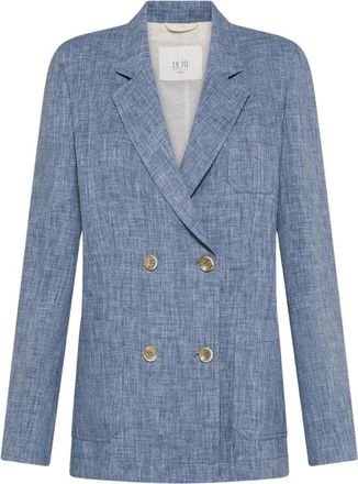 Seventy Femme, Vestes, Bleu, Taille: 44 FR Giacca in misto lino