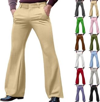 Generic Pantalon &eacute;vas&eacute; pour homme - Style r&eacute;tro ann&eacute;es 60 et 70 - Coupe extensible - Confortable - Avec poches - Pantalon disco classique - Pour f&ecirc;te &agrave; th&egrave;me,