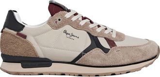 Pepe Jeans London Herren Brit Flyer M Sneak, Braun dunkler Stein Beige, 44.5 EU