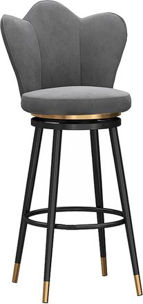 Generic Drehbarer Barhocker mit bl&uuml;tenf&ouml;rmiger R&uuml;ckenlehne, Fu&szlig;st&uuml;tze und schwarzen Metallbeinen f&uuml;r K&uuml;cheninseln, Bartheken und Esszimmer