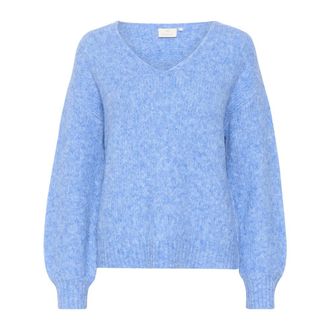 Kaffe Blauer V-Ausschnitt Pullover - - Knitwear - Damen - Blau - 2XL