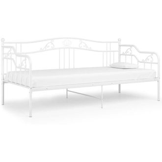 vidaXL Schlafsofa Bettgestell Wei&szlig; Metall 90x200 cm Vidaxl
