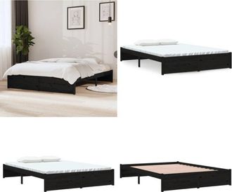 vidaXL Massivholzbett Schwarz 140x190 cm - Massivholzbette - Schwarzes Bett - Kiefernholzbette - Doppelbett - Boxspringbett - Home & Living