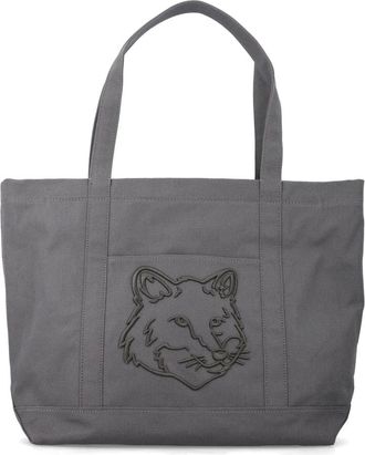 Maison Kitsun&eacute; Homme, Sacs, Gris, Taille: ONE Size Fox Head Large Tote