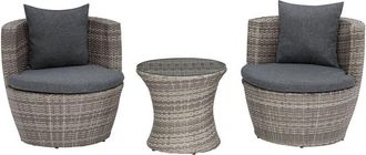Beliani Set de Jardin Terrasse ou Blacon en Rotin Gris avec Coussin dAssise Assortis Mati&egrave;res R&eacute;sistantes aux Intemp&eacute;ries et Style M&eacute;diterran&eacute;en Beliani