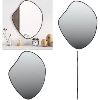 vidaXL Wandspiegel Schwarz 60x50 cm - Wandspiegel - Badezimmerspiegel - Wohnzimmerspiegel - Schlafzimmerspiegel - Spiegelfl&auml;che - Home & Living