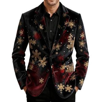 Generic Costume de Noel Homme Veste Blazer Chic et Elegant De No&euml;l Veste de Costume Blazers en Velours C&ocirc;tel&eacute; daffaires Costumes et Vestes Hommes Idee Cadeau 