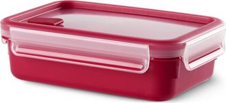 Emsa Mikrowellendose Clip & Micro 517772 | Mikrowellenventil | 0,8 L | Lunchbox | Integrierte Maßeinteilung | Made In Germany | Rot/ Transparent