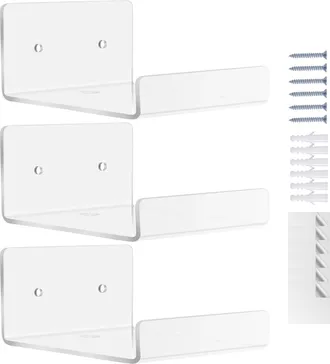 Generico Floating Shelves Acrylic Wall Record Display Shelf, 3 St&uuml;ck Photo Frame Organizer for Renters Designers Students Office Shop Hotel Bathroom Living Roo