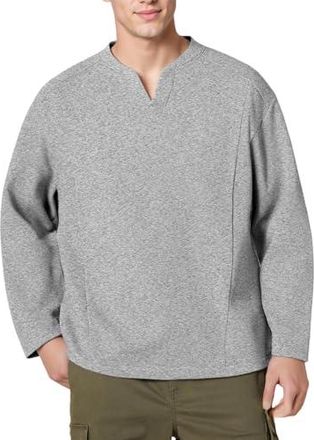 Generic Sweat-shirt l&eacute;ger dautomne et dhiver pour homme - Chemise d&eacute;contract&eacute;e en coton - Col en V - Pull &agrave; manches longues - Sweat &agrave; capuche - Chemise de bas