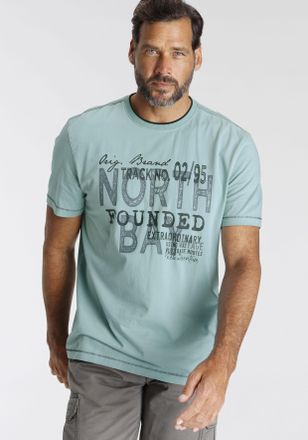 Man's World T-Shirt MANS WORLD, Herren, Gr. XL (56/58), blau (agua), Jersey, Obermaterial: 100% Baumwolle, bedruckt, normal, Rundhals, Shirts T-Shirt, Kurzarm, l&auml;