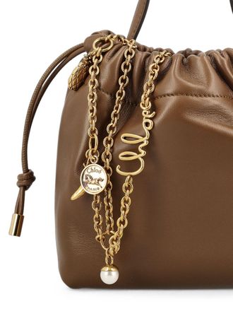 Chlo&eacute; Gathered Leather Bucket Bag - Brown