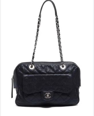Chanel Black Caviar Leather Camera Bag Size M