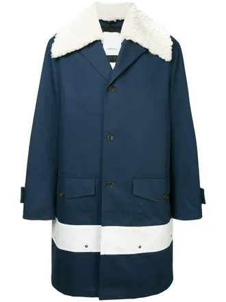 Ports V manteau en denim &agrave; doublure textur&eacute;e - Bleu