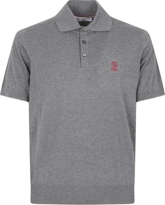 Brunello Cucinelli Homme, Tops, Gris, Taille: 2XL Polo en coton avec logo