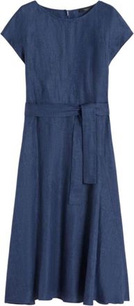 Max Mara Femme, Robes, Bleu, Taille: 40 FR Robe Midi en Toile de Lin