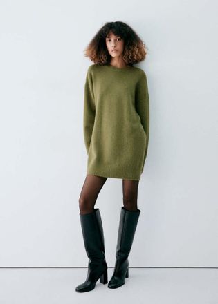 Mango Strickkleid mit langen &Auml;rmeln waldgr&uuml;n - Damen - XXS - MANGO