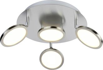 Brilliant Pluto LED Spotrondell 28cm rund 4 flg Deckenstrahler dimmbar durch EasyDim-Technologie schwenkbar eisen/wei&szlig; 2000 Lumen, LED integriert