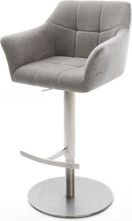 DELIFE Barstuhl Yulo-Flex Strukturstoff Soft Grau Drehfu&szlig; h&ouml;henverstellbar Edelstahl Silberfarben, Barst&uuml;hle