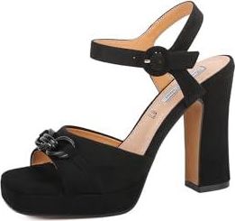 Queen Helena Sandales à talons hauts avec plateau chaussures élégantes pour femme ZM9689, Noir, 37 EU