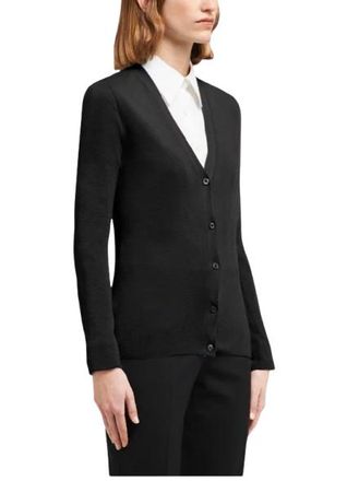 Prada Black Super Fine Knit Cardigan Size S