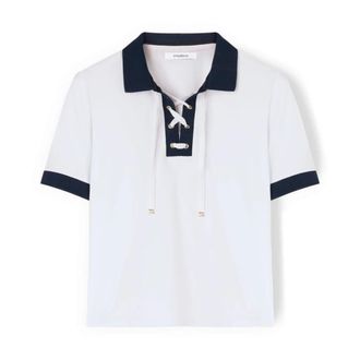Motivi Polo mit Kontrastkragen - - Tops - Damen - Wei&szlig; - XS