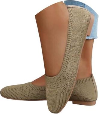 Generic Chaussures plates sans lacets pour femme - Chaussures de sport respirantes - Chaussures de loisirs - Pour le sport - Pieds larges - Chaussures de spor