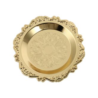 BESPORTBLE Rundes Kerzentablett aus Eisen In Gold Vintage Kerzenhalter mit Filigranem Rand Dekoratives Kerzentablett f&uuml;r Tischdekoration und Wohnambiente