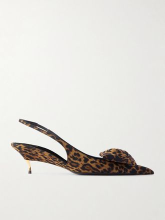 Saint Laurent Dakota Slingback-pumps Aus Musselin Mit Leopardenprint Und Applikation - Animal-Print
