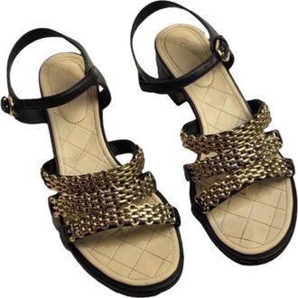 Chanel Chain Embellished Sandals Size 37.5