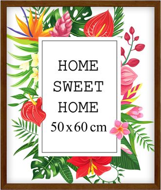 MG Design Braun Bilderrahmen 50 x 60 cm - Aus echtem Holz mit Acrylglas, zum Aufhängen & Aufstellen, für Fotos, Poster & Puzzle