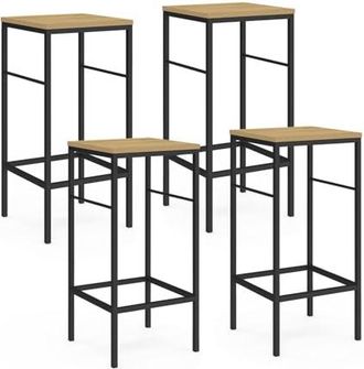 IDMarket Lot de 4 tabourets de Bar Detroit Design Industriel