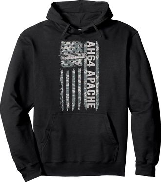 The Salty Veteran AH-64 Apache Amerikanische Flagge Hubschrauber Camo Apache Pullover Hoodie