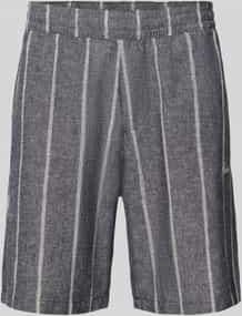 Review Leinenshorts mit Logo-Stitching