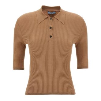 Prada Baumwoll-Polohemd - - Tops - Damen - Beige - S