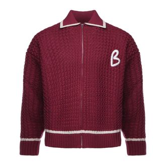 BONSAI Knit Full Zip Jacket - - Knitwear - Herren - Rot - M