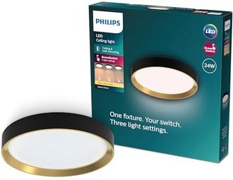 Philips Interrupteur de plafond Philips Hanno, rond, 24W, 2700Lm, 2700K, noir, IP20