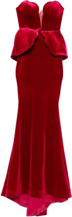 Cristallini robe-bustier Andrea Campanile à coupe longue - Rouge