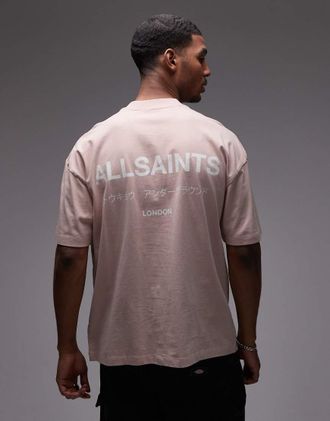 AllSaints Underground - T-shirt &agrave; logo et imprim&eacute; au dos - Rose d&eacute;lav&eacute;