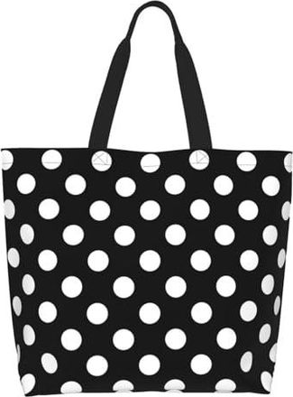 Generic Gros Pois R&eacute;tro Sac A Main Femmes R&eacute;utilisable Tote Bag Imperm&eacute;able Sac Fourre-Tout Pour Universit&eacute; Plage Voyage
