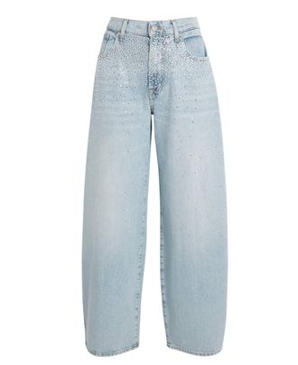7 For All Mankind Navy Crystal Bonnie Wide-Leg Barrel Jeans Size XS