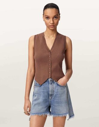 AllSaints Cruz - Weste in Penny-Braun