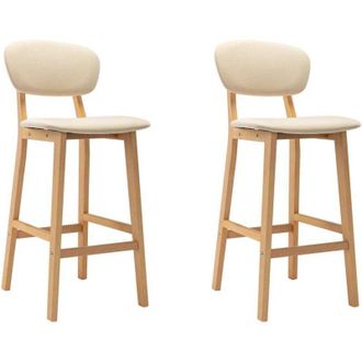 vidaXL Vidaxl - Tabourets de bar lot de 2 cr&egrave;me tissu