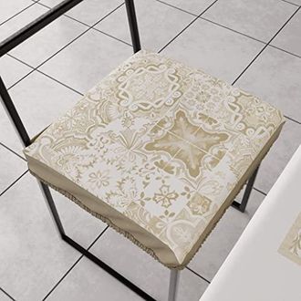 Petti Artigiani Italiani Kissen für Küchenstuhl, mit Gummizug, 2 Stück, Kissenbezüge aus Mikrofaser mit Gummizug, Stuhlkissen mit Feder, Design Vietri Taupe, 100% Made in Ital