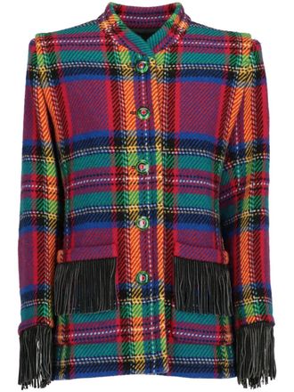 Saint Laurent veste à motif tartan (1980) - Rouge