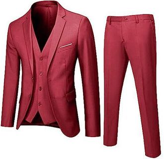 Generico Robe pour homme 3 pièces de couleur unie formelle de mariage smoking blazer + pantalon + gilet élégant daffaires complet pour homme cérémonie avec un 